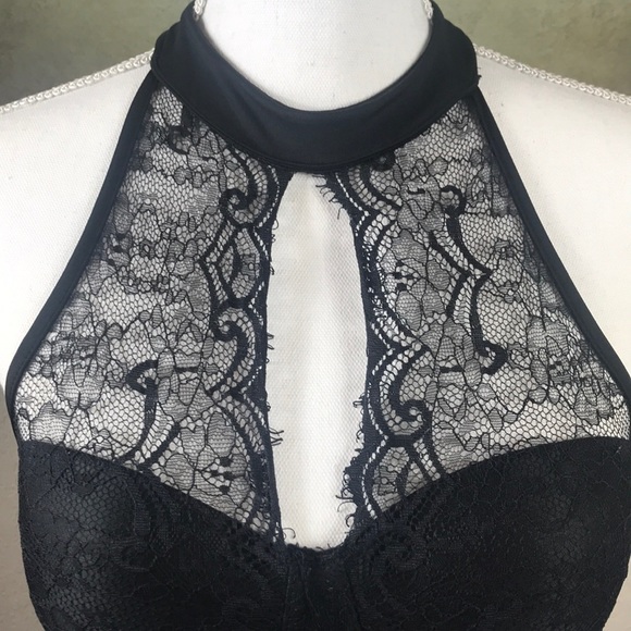 bebe | Tops | Bebe Halter Bralette In Black Lace Size M | Poshmark